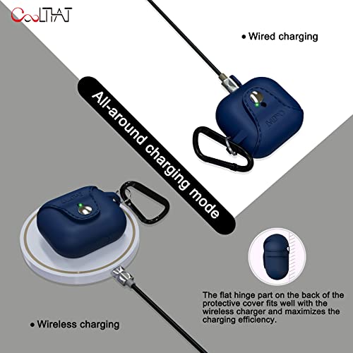 COOLTHAT 5 in One New Button Design Secured Lock Airpods 3 Case, 360° Protective Case (Upgrade in Jan. 2022) for Airpod 3rd Generation Charging Case, Supports Wireless Charging (Navy Blue)