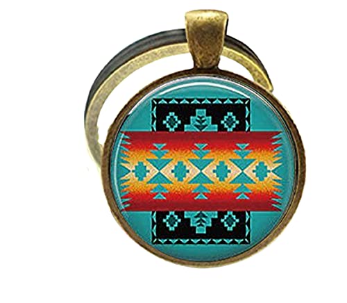 Glass Tile Keychain ,Native American Keychain,Southwestern Keychain,Unique Key Ring Customized Gift,Everyday Gift Key Chain