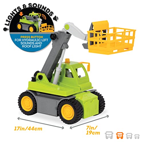 Driven by Battat – Midrange – 17" Telehandler Forklift Toy – Construction Truck Toy with Extandable Crane Arm & More – Lights & Sounds – Car Toy Gift for Boys & Girls Age 3+