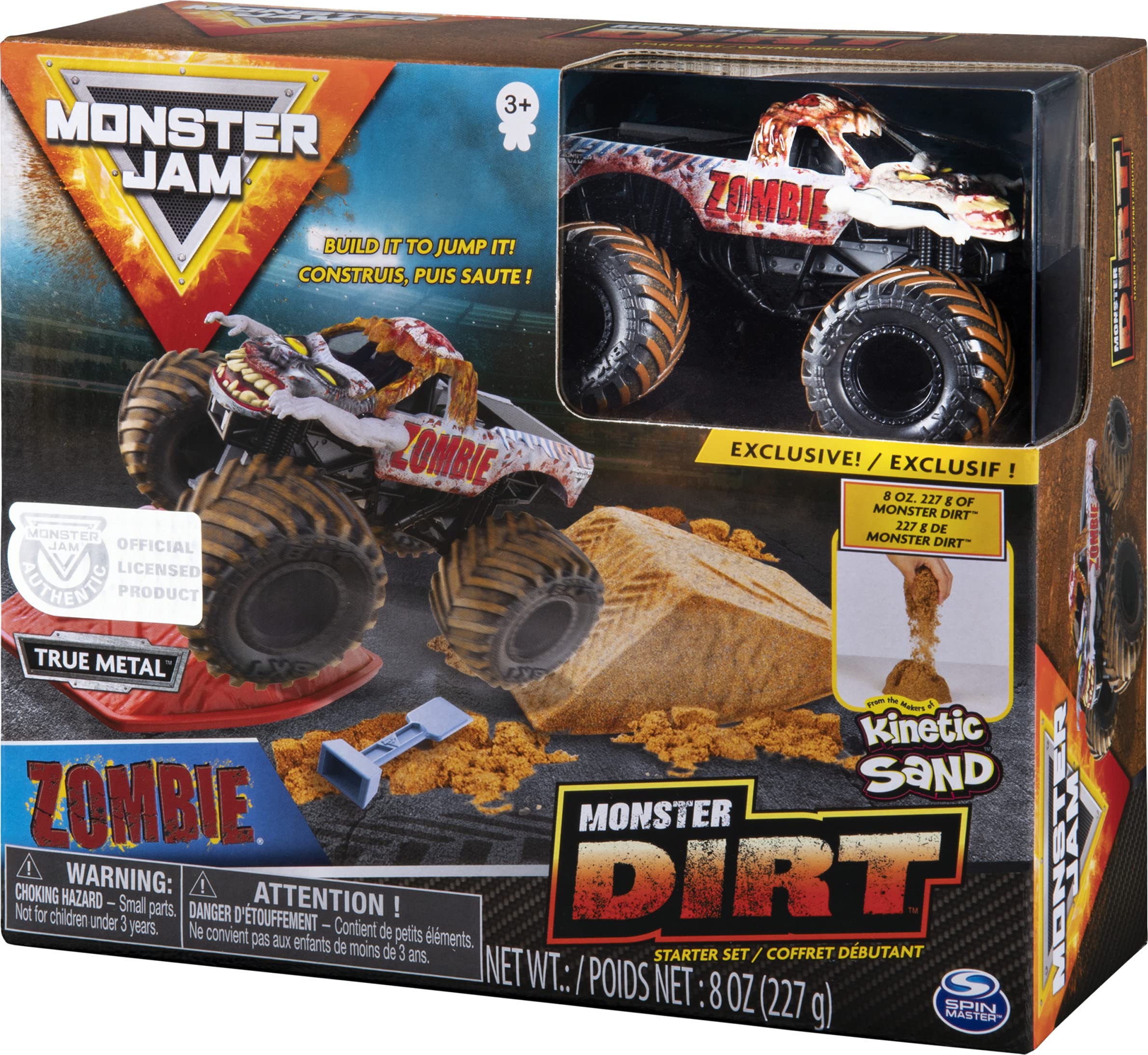 Monster Jam, Zombie Monster Dirt Starter Set, Featuring 8oz of Monster Dirt and Official 1:64 Scale Die-Cast Truck