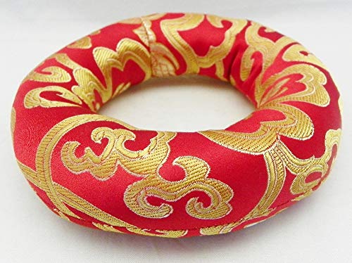 F690 Silk Brocade Ring Cushion Pillow for Tibetan Singing Bowl Hand Made in Nepal