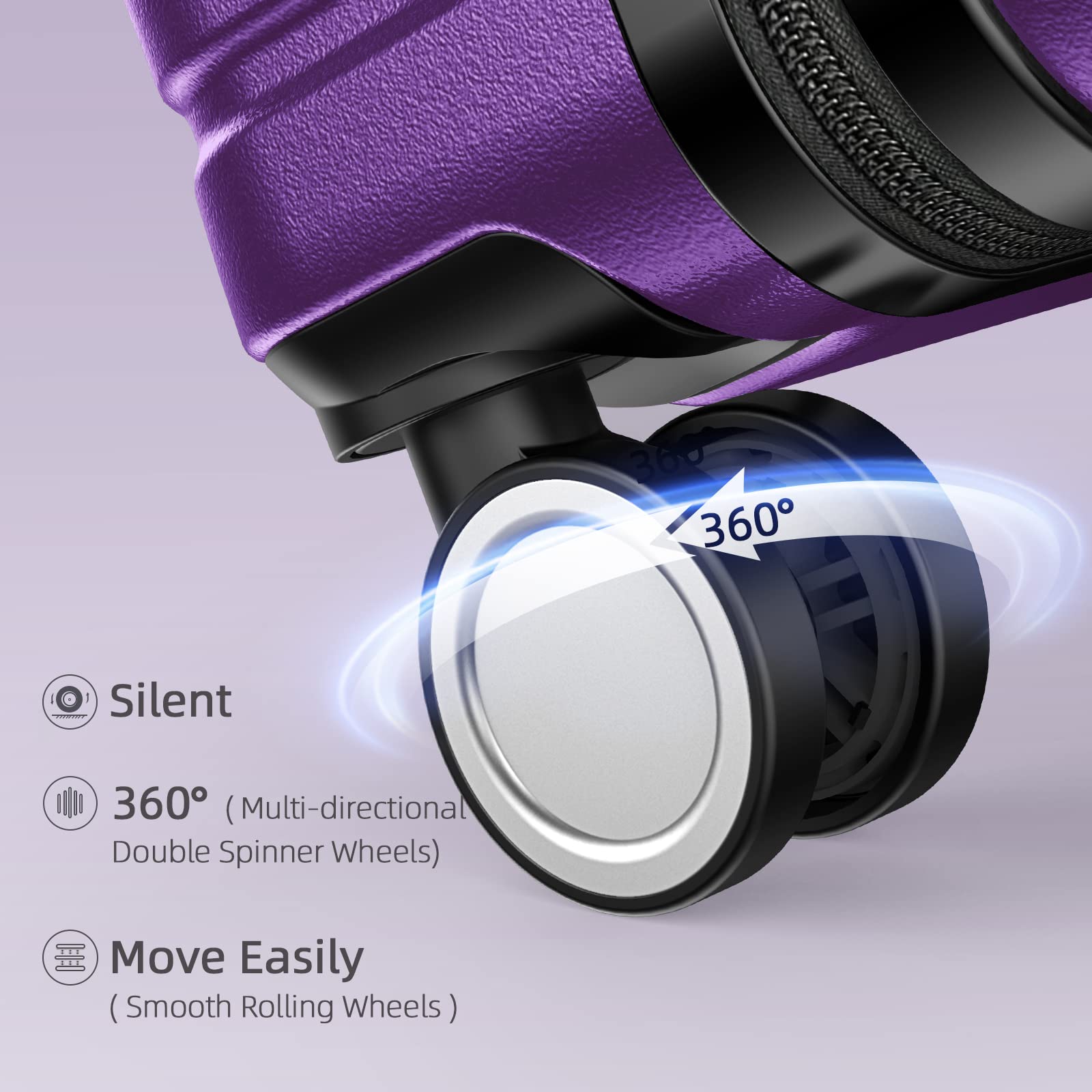 BEOW Expandable Luggage Sets Clearance 3 Piece Hardshell Lightweight PC+ABS Suitcase Spinner Wheels TSA Lock Purple