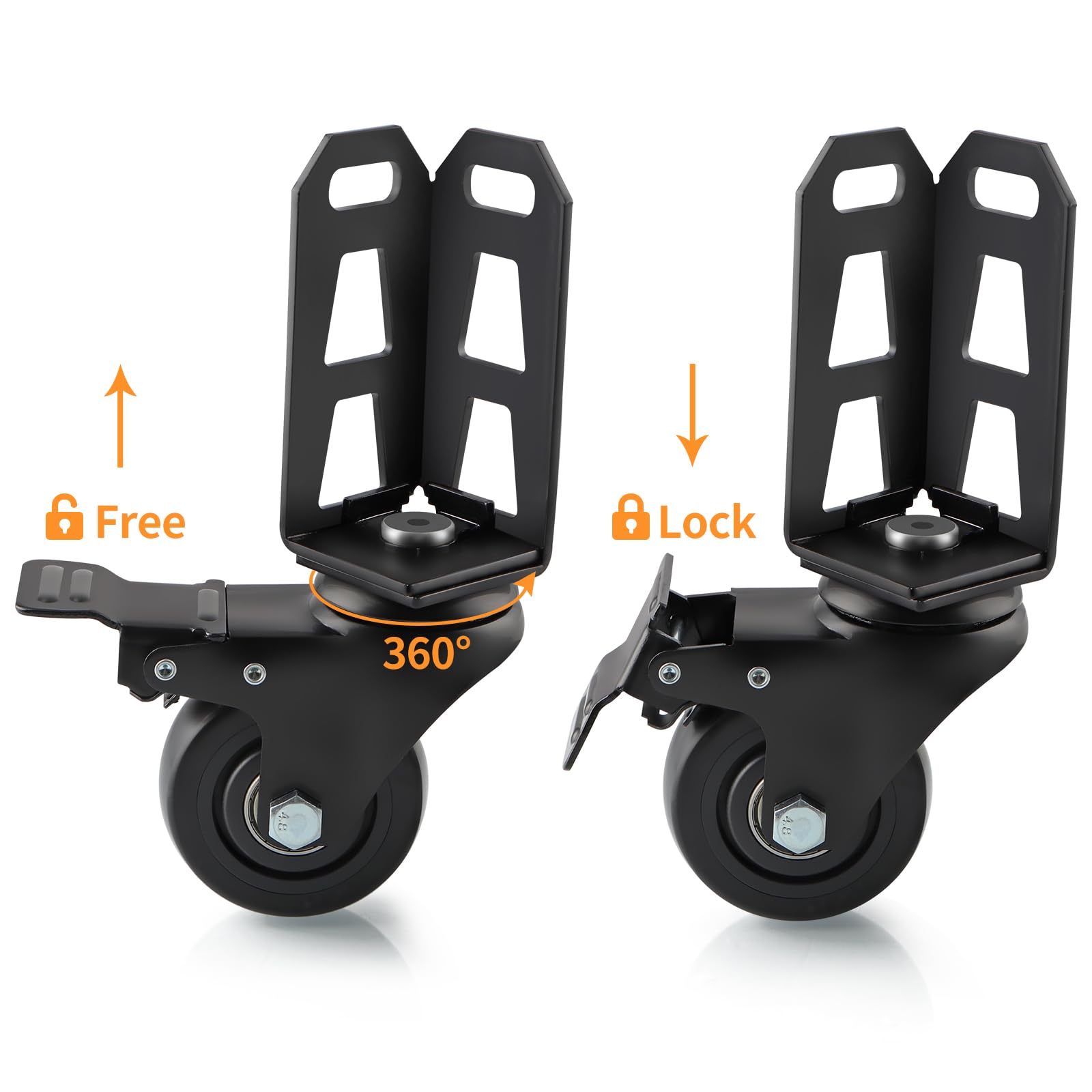 Chegulu 3" Storage Rack Caster Wheels, Storage Shelf Accessories Fit to Boltless Self Locking Shelving Racks, Total Load Capacity 1000 Lbs, 4 Pcs