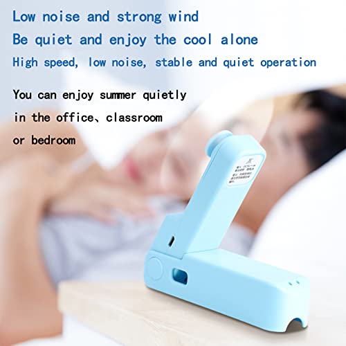Dalontun Battery Operated Personal Fan Desk Handheld 3 speeds Portable 800Mah Usb Mini Foldable Desktop Fan Rechargeable Home Office Hands Free Clip Speed Small Cooling Adjustable Table Travel(White)