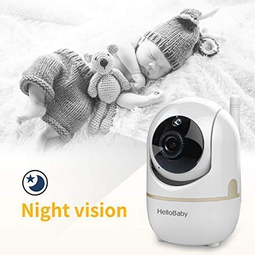 Baby Monitor with Remote Pan-Tilt-Zoom Camera and 3.2'' LCD Screen, Infrared Night Vision, Temperature Display, Lullaby, Two Way Audio, with Wall Mount Kit (Renewed)