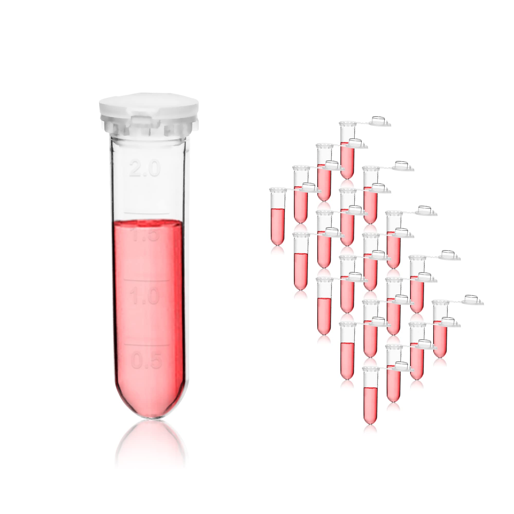 Okulab 50ml Centrifuge Tubes, 25 Pack Conical Gamma Sterile Tubes with Leak-Proof Screw Caps, Printed Graduation with White Writing Area, 30x115mm, CT50A25