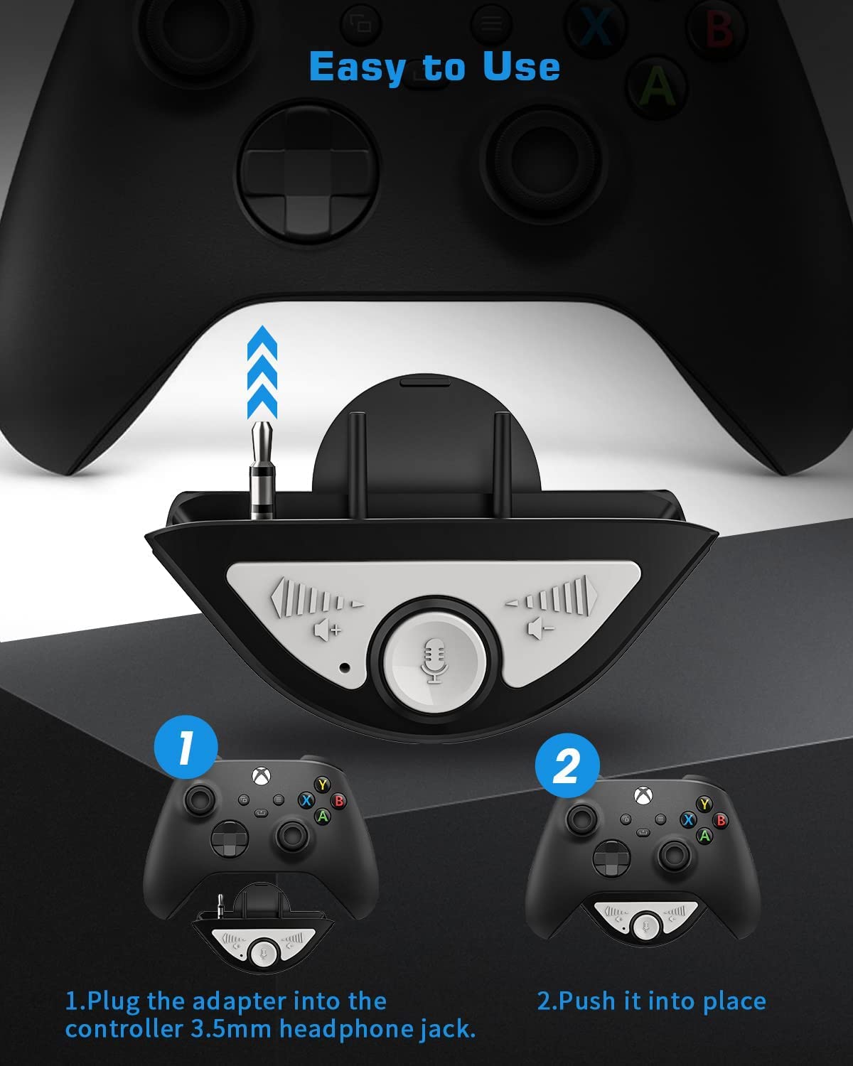 Bluetooth Headset Adapter for Xbox One & Xbox Series X|S Controller, Stereo Headset Adapter with Audio Balance Control for Game Sound & Voice Chat (Black)