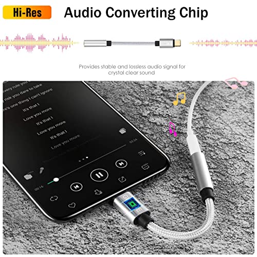 GLUBEE USB C to 3.5mm Audio Adapter 96 KHz Hi-Res Type C to 3.5mm DAC of Type C to Aux Compatible with Galaxy X6/F13/S20 FE Pixel 6/5 Pad Pro/MacBook and More USB-C Devices (3 Pcs, Silver)
