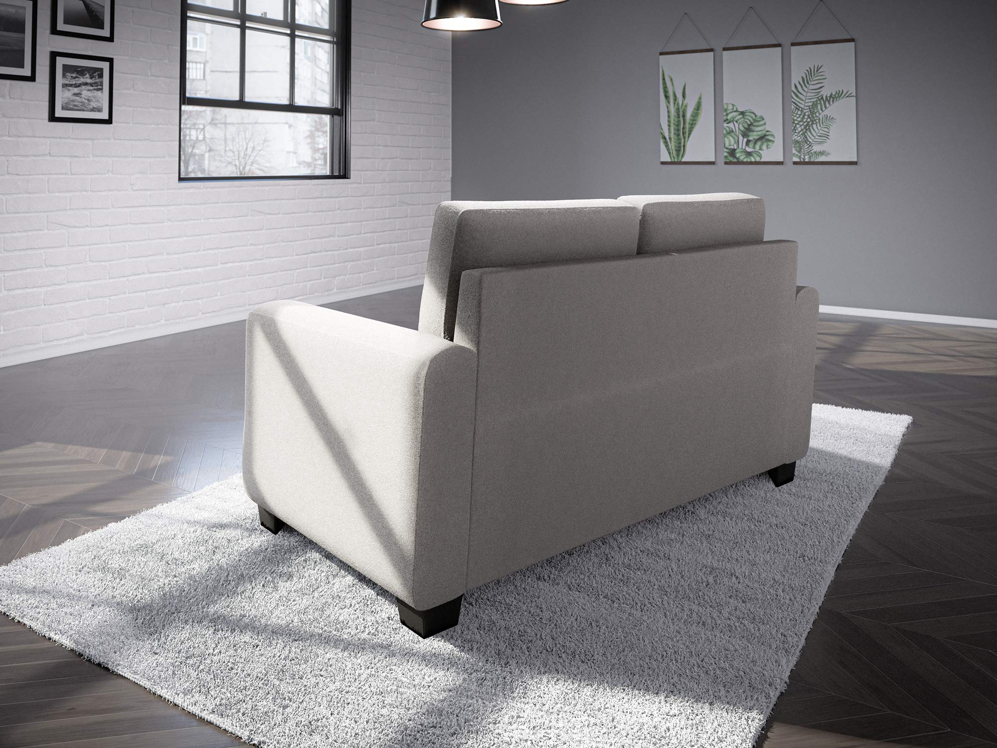 Edenbrook Wasatch Upholstered Loveseat with Track Arms β Mid Century Modern Couch, Loveseat, Dove Gray
