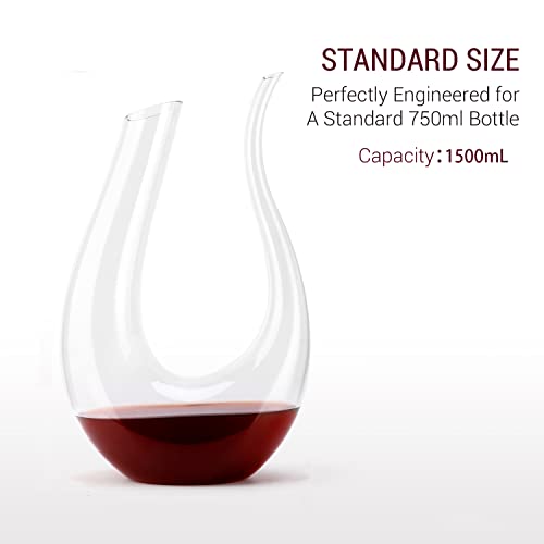 Gnimihz Wine Decanter - Handmade Lead-free Crystal Swan-neck Decanter, Elegant and Effective Wine Accessories, Wine Gifts, 1500ml