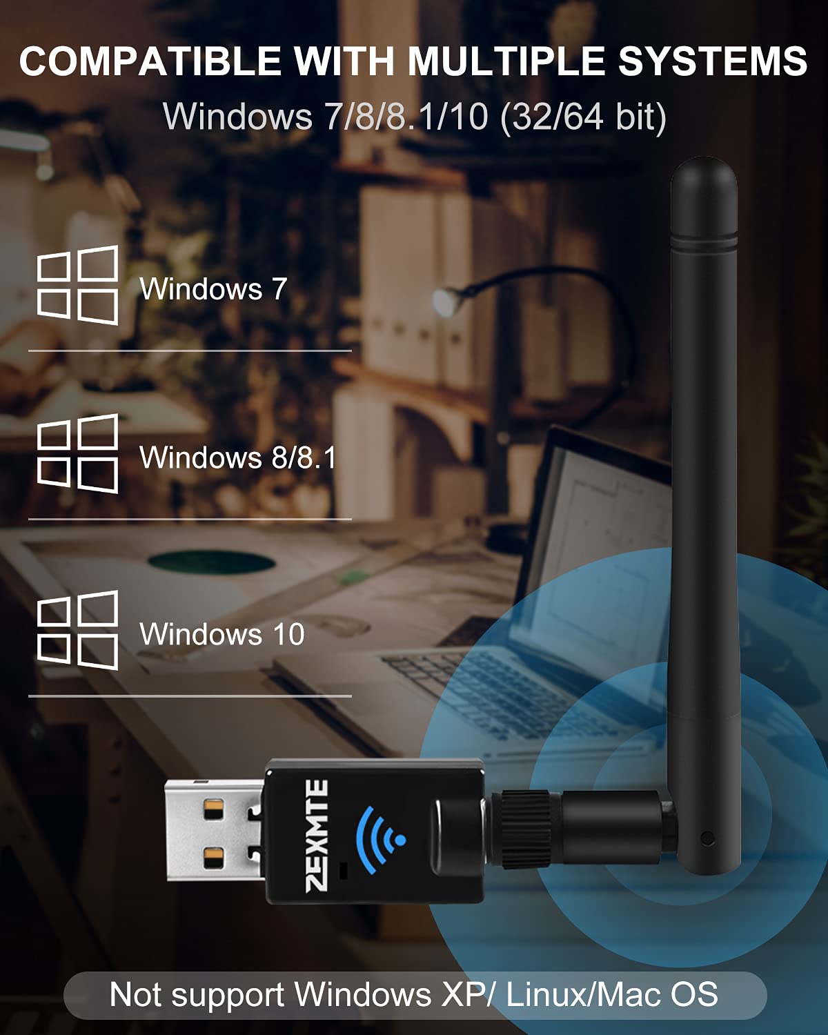 Long Range USB Bluetooth Adapter for PC USB Bluetooth Dongle Wireless Bluetooth Adapter for Headphones Speakers, 328FT / 100M,5.0 Bluetooth Transmitter Receiver for Windows 10/8 / 8.1/7