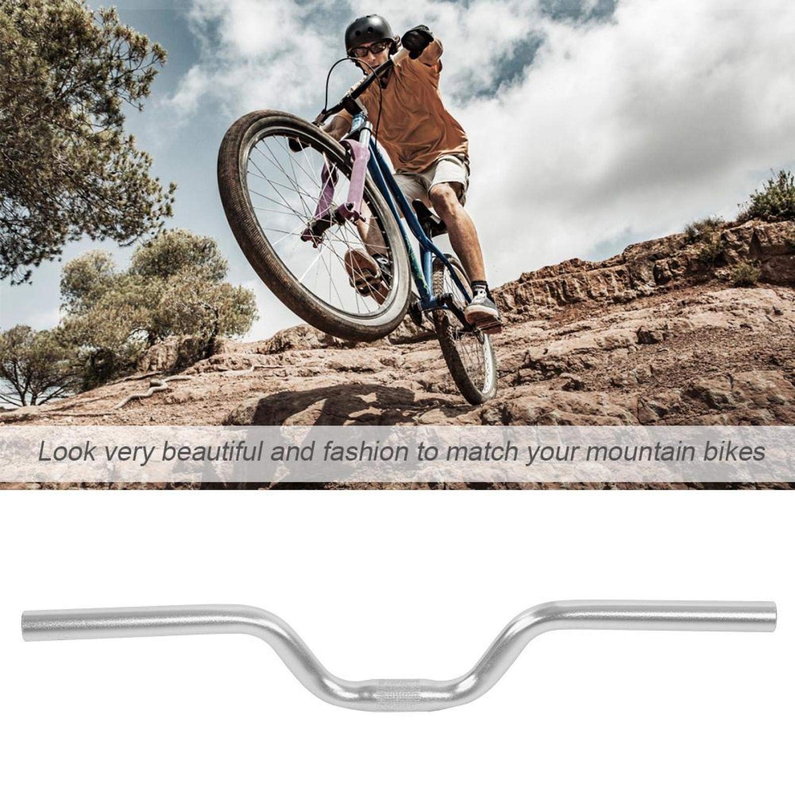 Bicycle Handlebar, Aluminum Alloy Swallow Shaped Handlebar 25.4mm*520mm Riser Handlebar for Mountain Road Bikes( Silver)