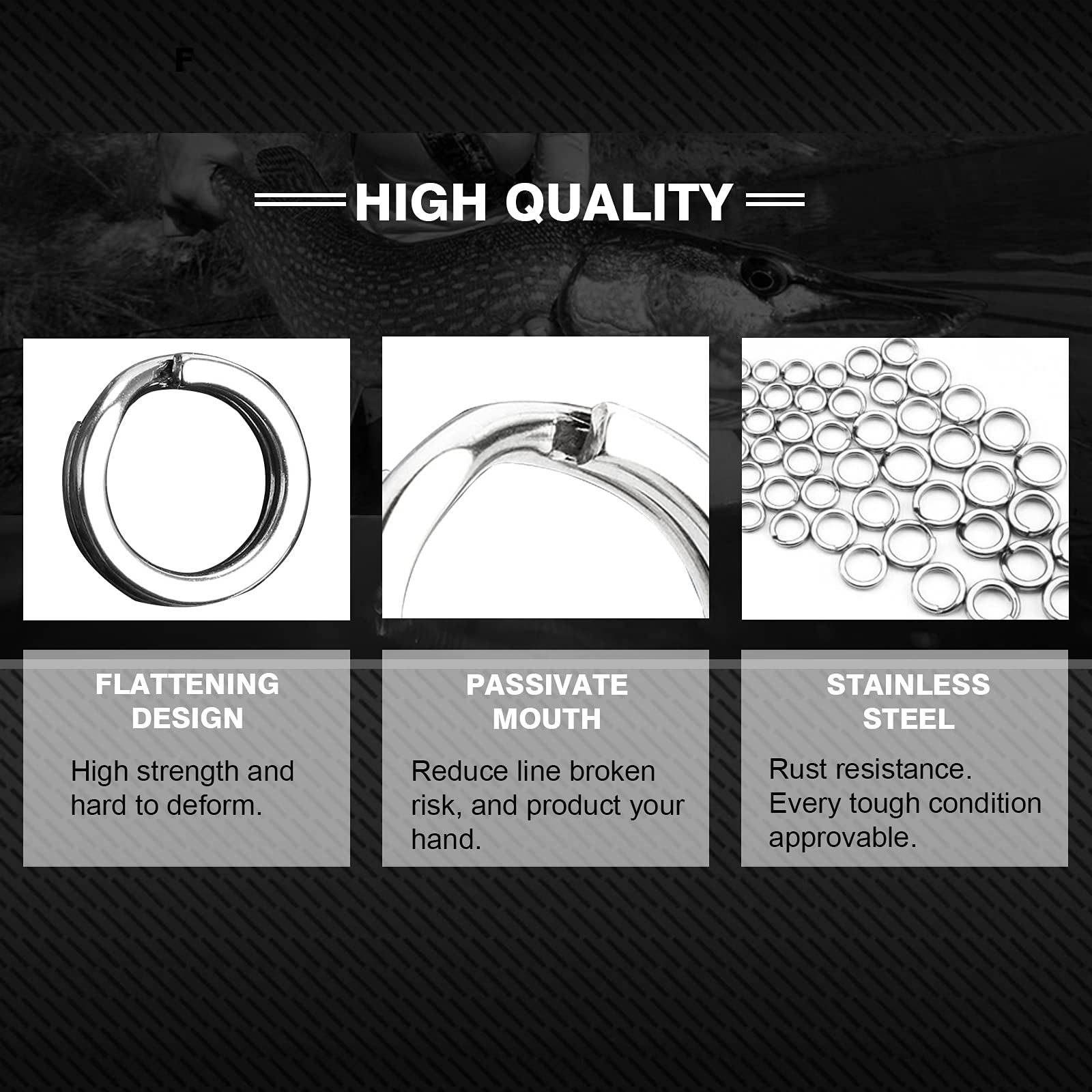 Atibin Swivel Steel Split Ring Fishing Stainless Connector Fishing Rings Snap High Strength Split Ring Saltwater 100pcs 50lbs
