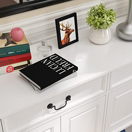 ECACAD Modern Sideboard Buffet Storage Cabinet with Drawers, Shelves & Carved Legs, Entryway Console Cabinet for Kitchen, Living Room, White (47.2”L x 15.7”W x 31.9”H)