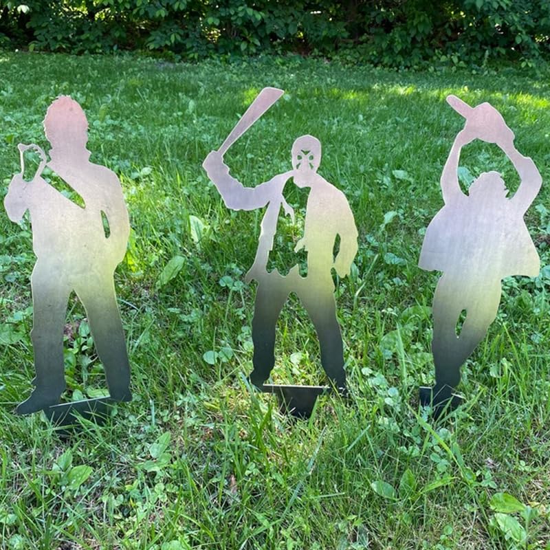 Bogshop Halloween Table Top Shadow Figures Halloween Yard Stakes Shadow Caster Metal Desktop Ornament Home Restaurant Decoration Metal Figures Silhouette Decor (Douchebag-3Pcs)