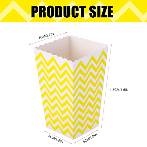 NUOBESTY 48pcs Popcorn Boxes Paper Popcorn Buckets Mini Cardboard Candy Container Gold Foil Chevron Striped Treat Boxes for Popcorn Machine Accessories Birthday Theater Party Favors