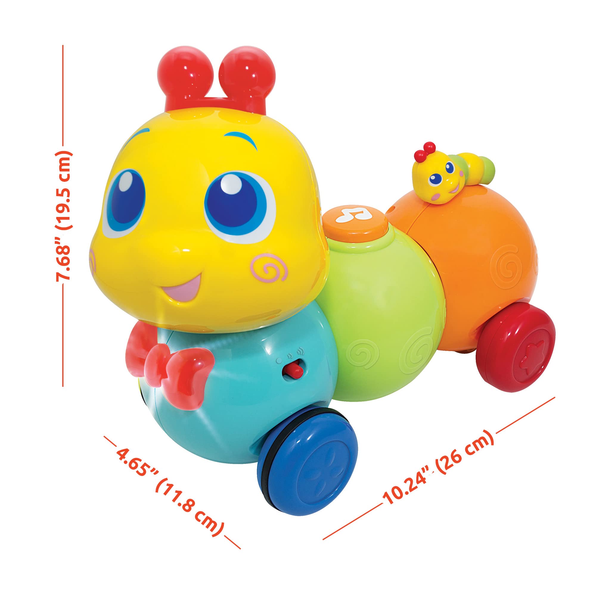 KiddoLab Crawling Caterpillar Baby Toy - Apple-Shaped Remote Control with Easy-Press Buttons- Plays 10 Children's Nursery Rhymes - Musical Toys for Toddlers