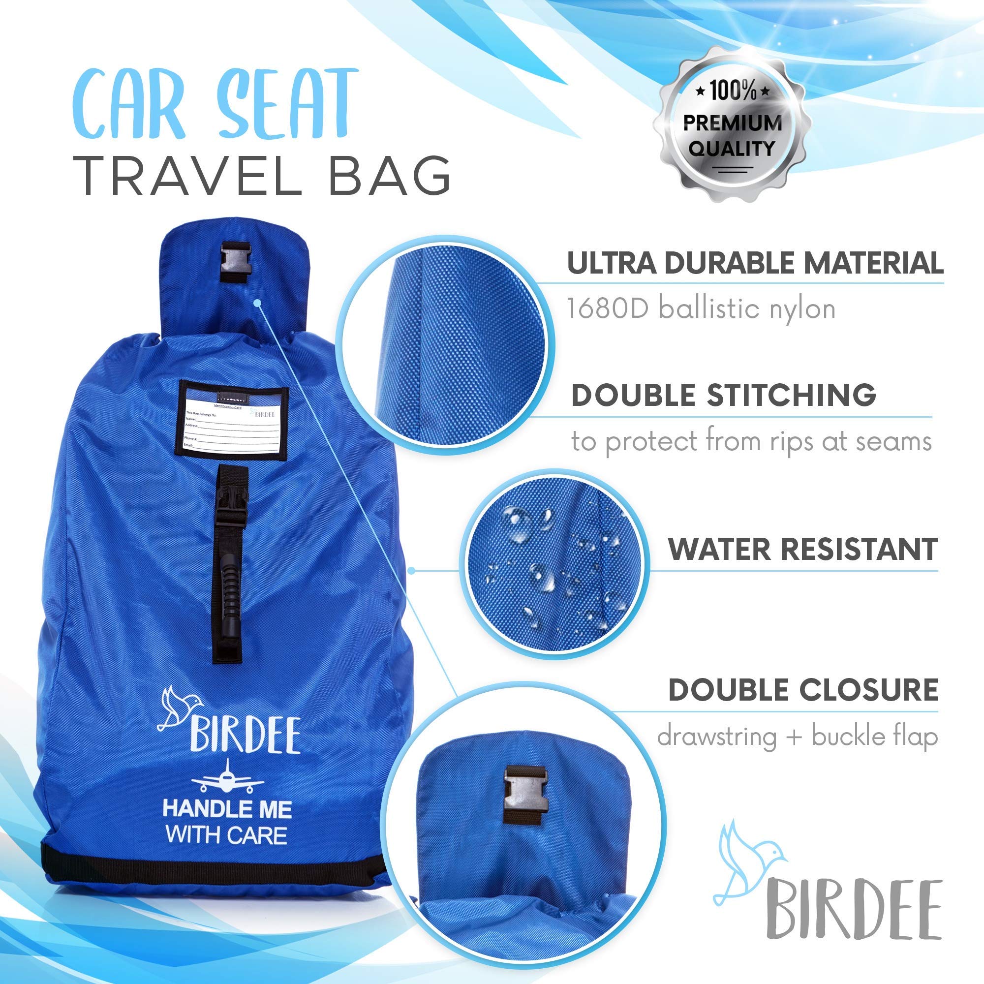 Birdee Car Seat Bag For Air Travel Gate Check and Carrier Extra Durable Car Seat Travel Bag