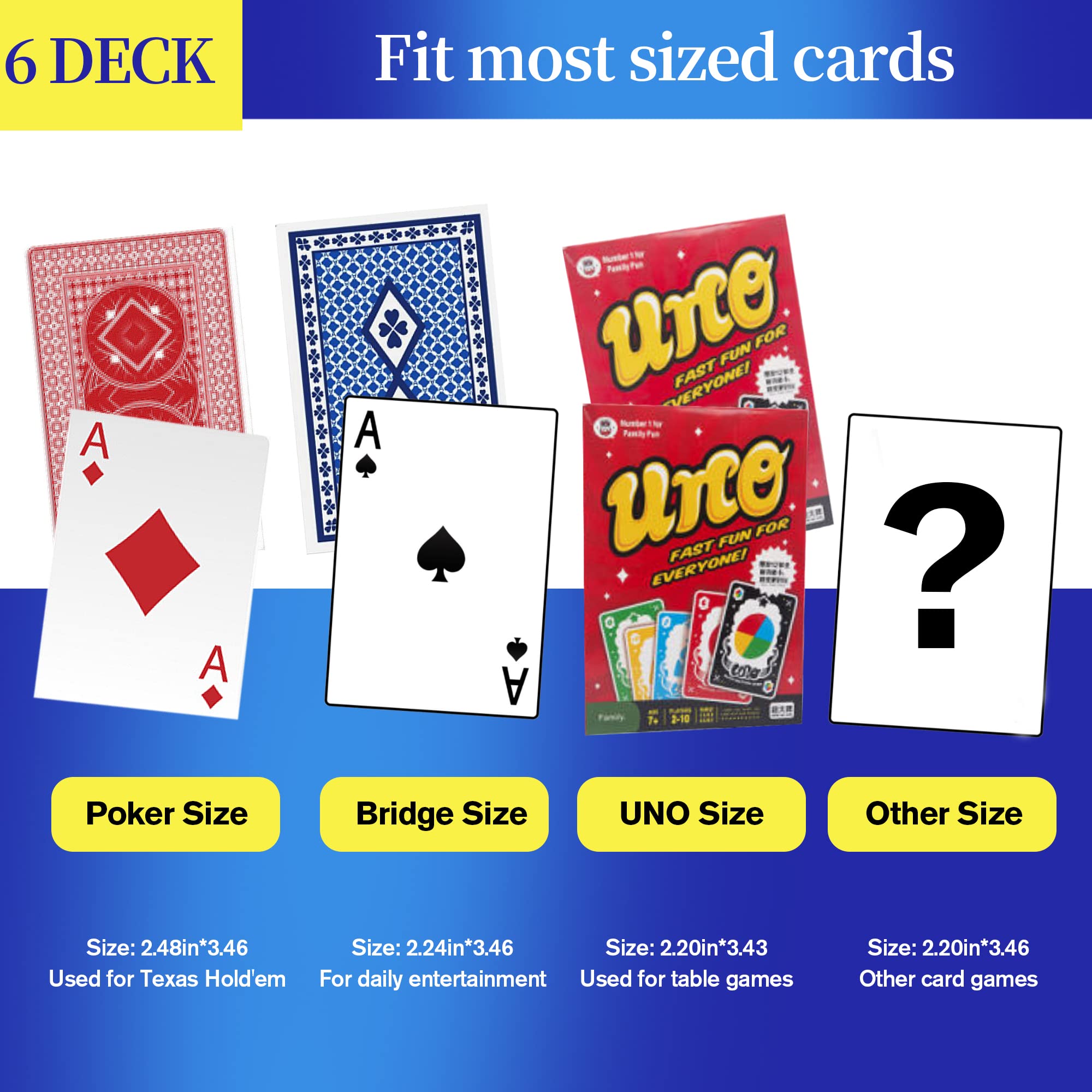 FONBEAR Automatic Card Shufflers 6 Deck (Playing Cards Included) - Battery-Operated Electric Shuffler Heavy Duty - Great for Casino, Home & Tournament Use for UNO, Blackjack, Texas Hold'em, Phase 10