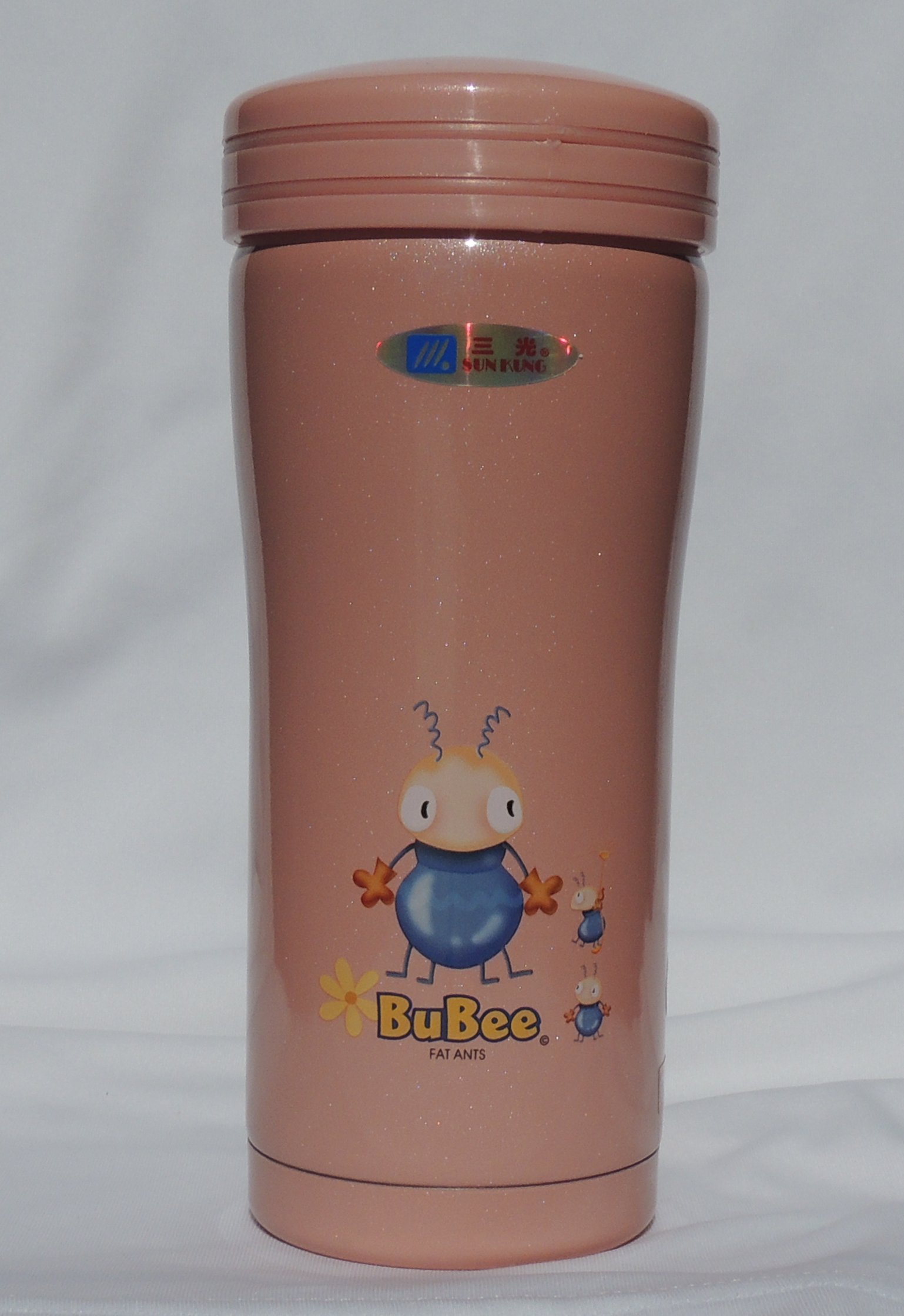 BuBee F-350E Stainless Steel Vacuum Insulated Travel Mug/Tumbler, 0.35 Liter, Blue, Pink
