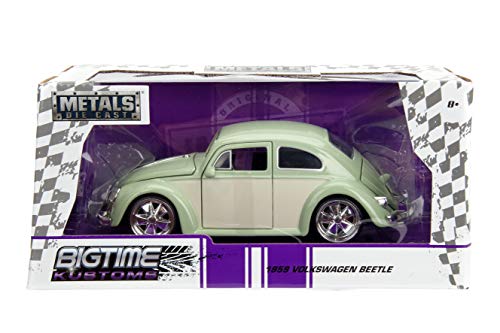 Bigtime Kustoms 1:24 1959 Volkswagen Beetle Die-cast Car Light Green, Toys for Kids and Adults