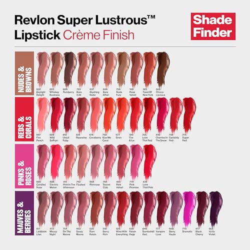 Revlon Lipstick, Super Lustrous Lipstick, Creamy Formula For Soft, Fuller-Looking Lips, Moisturized Feel, 325 Toast of New York, 0.15 oz