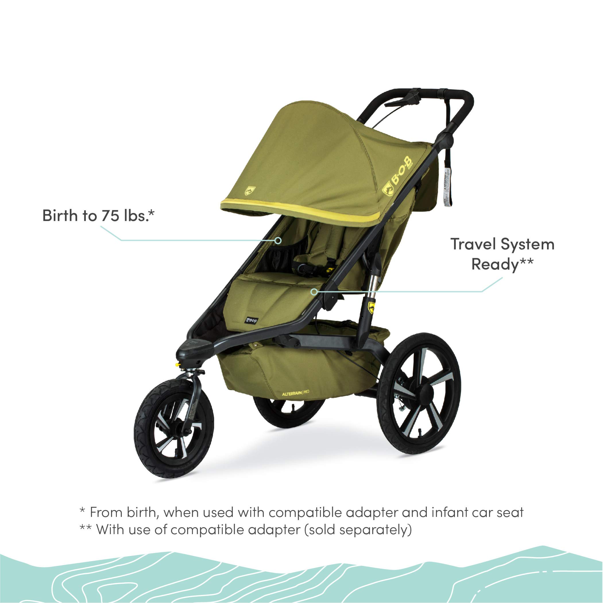 BOB Gear Alterrain Pro Jogging Stroller, Olive