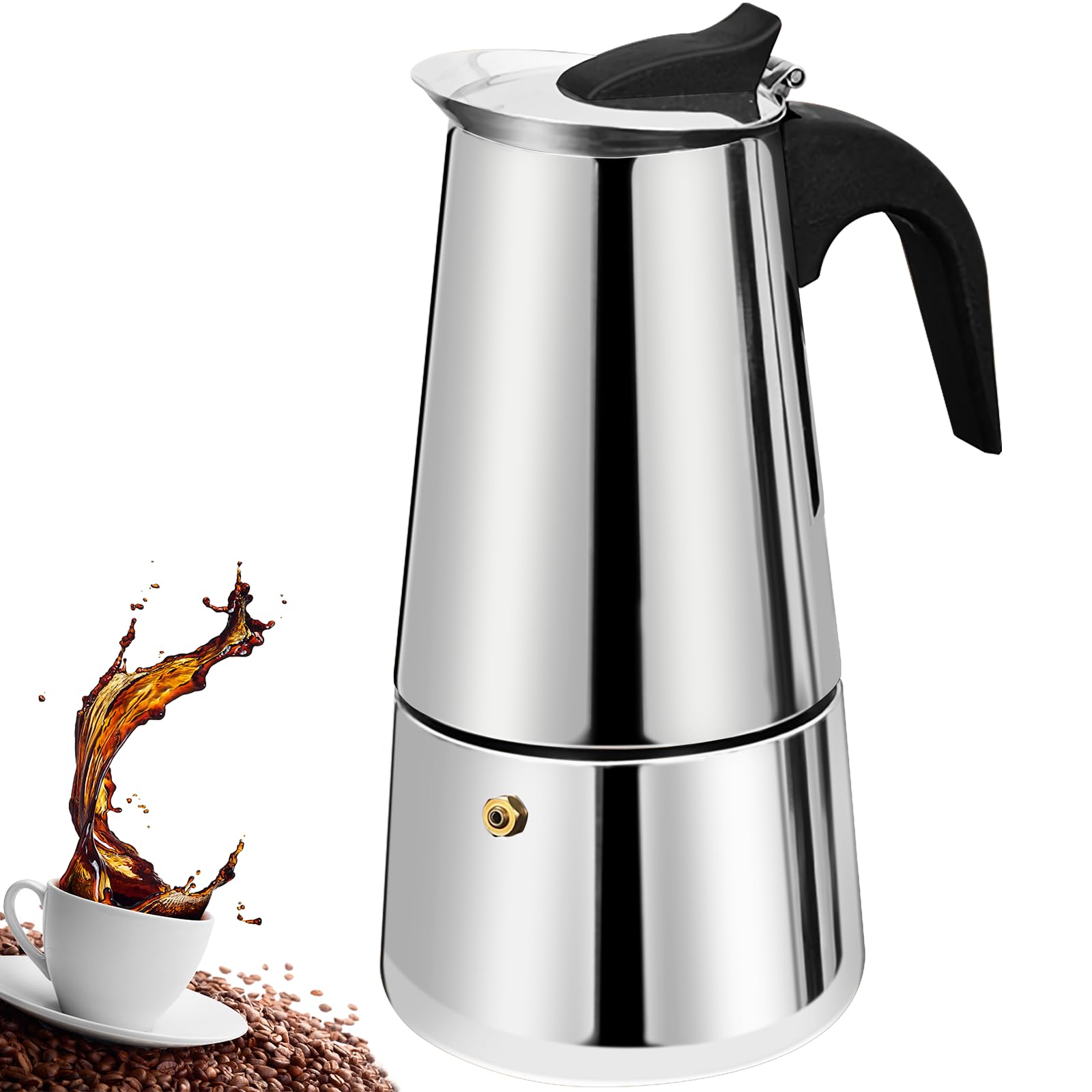 DITOSH 6 Cup Stovetop Espresso Maker Stainless Steel Moka Pot Espresso Maker Percolator Italian Coffee Maker Capable Mocha Coffee Machine Cafe Classic Maker for Home & Camping 300ml 10oz
