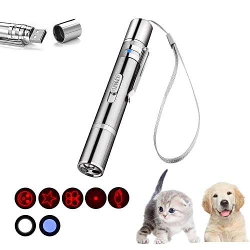 Laser Pointer Cat Toys for Indoor Cats, Interactive Cat Toy, Red Light Lazer Pointer, Multi-Mode USB Rechargeable Pet Dogs Kitten Toy, Long Range Teaching/Presentation Pen