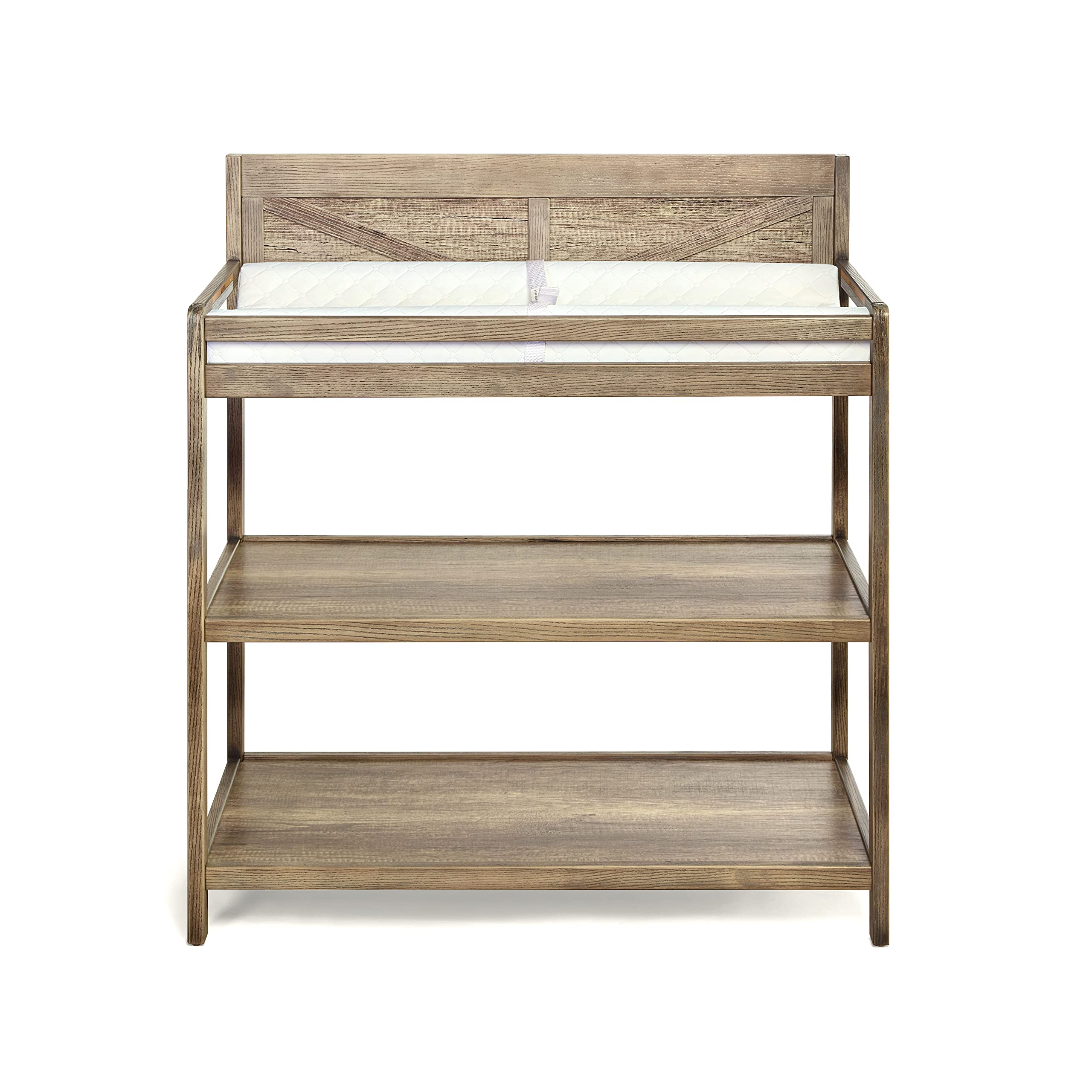 Changing Table, Changing Station, Diaper Change Table, Portable Nursing Table Organizer Dresser Top with Drawers, Seat Belt,Safety Rails & Strap for Nursery, Easy Assembly (Chestnut)