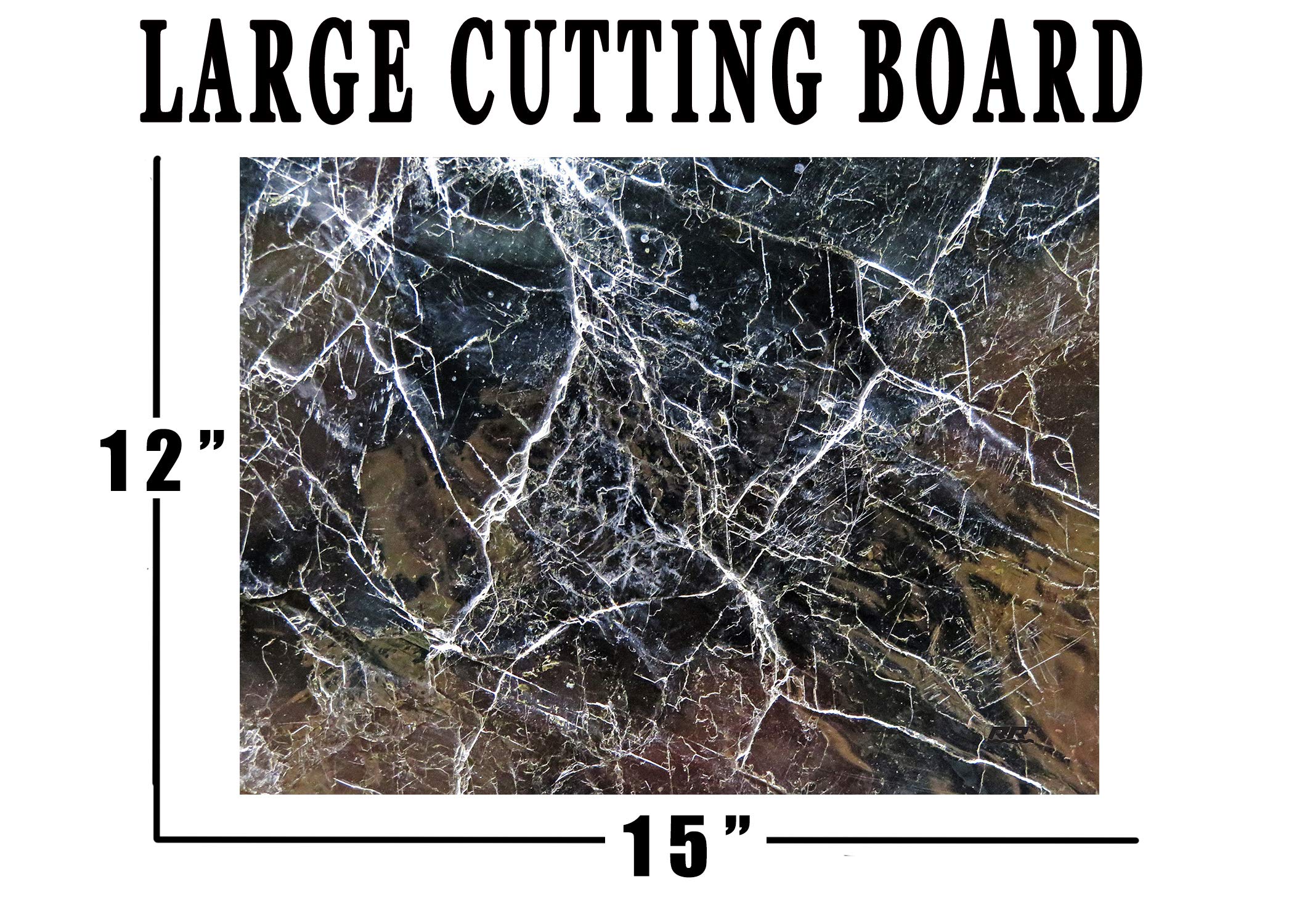 Brown Gray Blue Marbled Stone Textured Marble Art Kitchen Glass Cutting Board Modern Decorative Gift Abstract Wavy Contrast Design