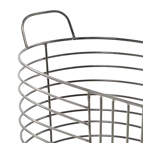 CosmoLiving by Cosmopolitan Metal Round Storage Basket with Handles, Set of 2 21", 17"W, Dark Gray