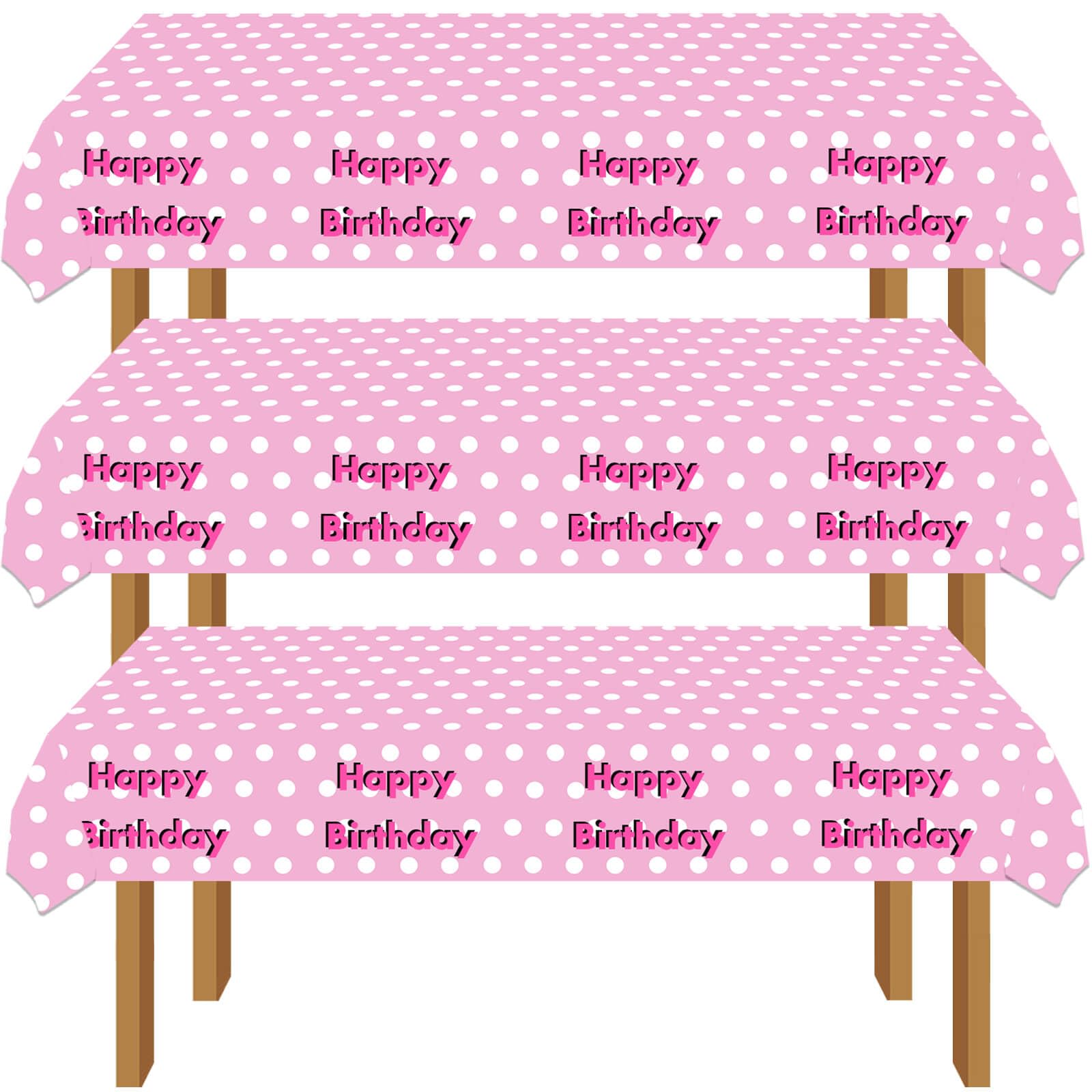 XXDecor 3 Pack Pink Table Cloths Disposable Plastic Tablecovers for Baby Shower Girls 1st 2nd 3rd 4th 5th 6th Birthday Party Decorations 51.2" x 86.6"