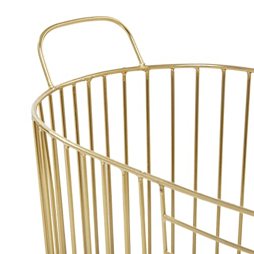 CosmoLiving by Cosmopolitan Metal Round Storage Basket with Handles, Set of 2 20", 17"W, Gold