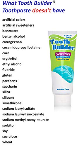 Squigle Tooth Builder SLS Free Toothpaste (Stops Tooth Sensitivity) Prevents Canker Sores, Cavities, Perioral Dermatitis, Bad Breath, Chapped Lips - 6 Pack