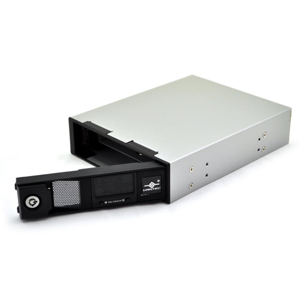 Vantec EZ Swap 4 3.5-Inch Aluminum Removable Trayless SATA Hard Drive Rack with LCD and Fan MRK-401ST-BK (Black)