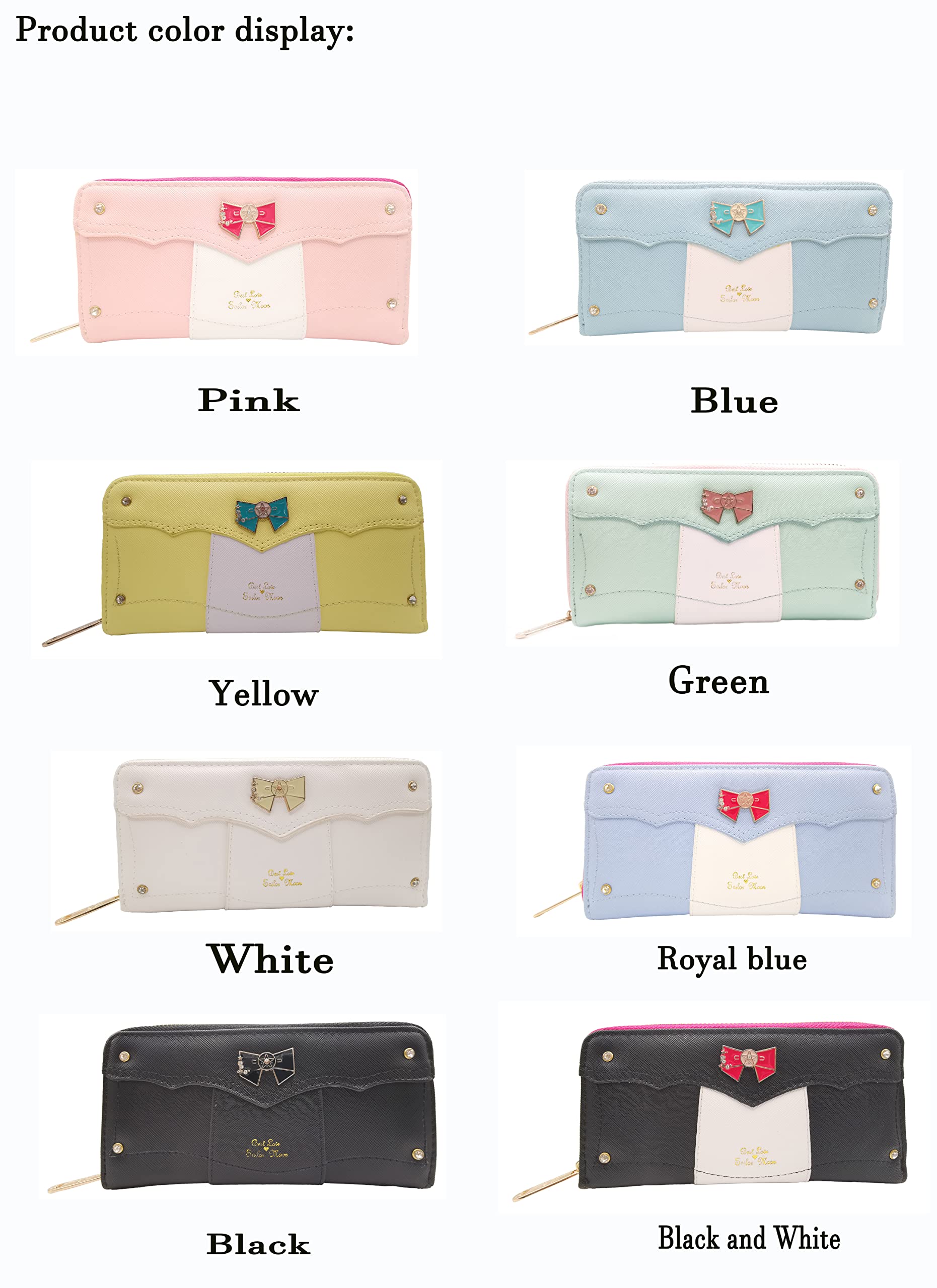PHILOMI Sailor Moon Wallet Girls Cute Small Purse Delicate Bow Kawaii Wallet Credit Holder ID Window
