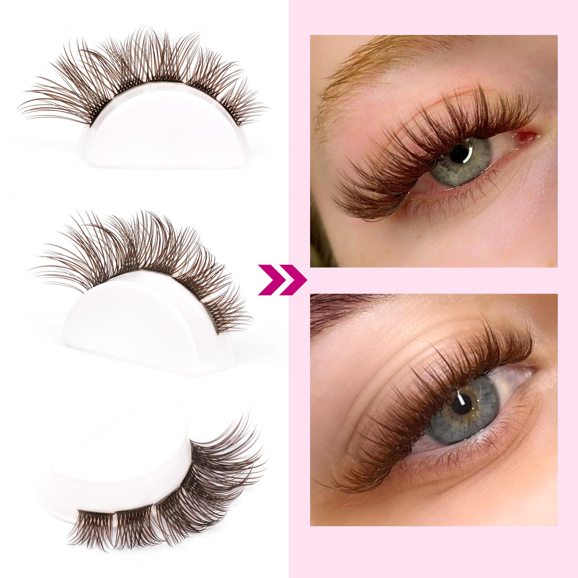Brown Lash Clusters DIY Eyelash Extension Kit with Strong Hold Lash Bond and Seal Glue, Individual Lashes for Self Application by PHKERATA (0.07D, 8-16MM, 144Pcs)