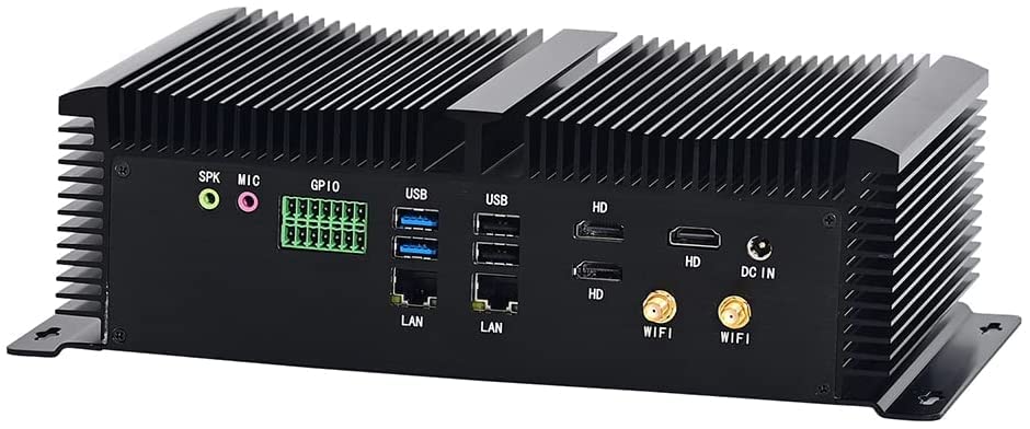 Fanless Industrial Computer Mini PC Intel Core i7 10870H Processor 32GB DDR4 Ram 1TB M.2 2280 SSD 3xHD 8xUSB 6xCOM Intel UHD Graphics Windows 10 Pro WOL PXE