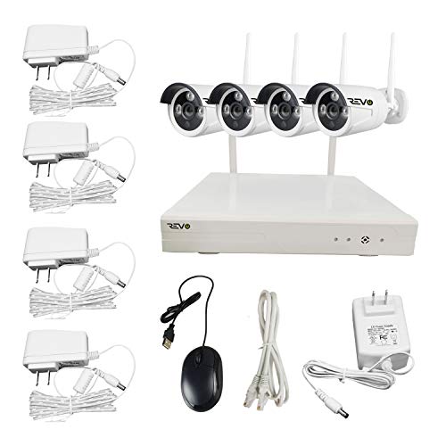 Revo America Wireless 4 Ch. NVR Surveillance System with 4 HD Wireless Outdoor Bullet Cameras