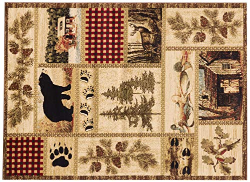 Rustic Lodge Forest Cabin 5x7 Area Rug, 5'3x7'3
