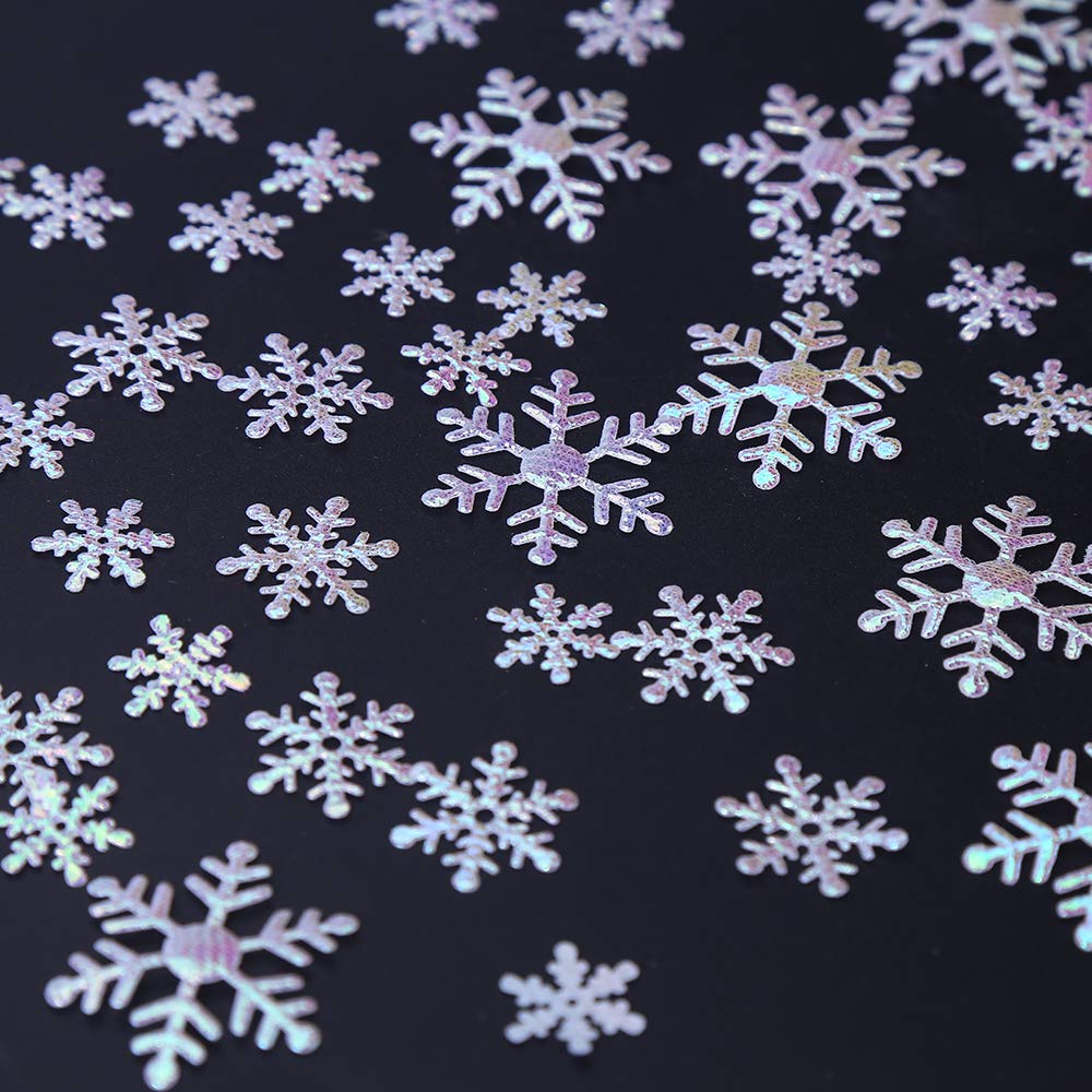 DIYASY 800 Pieces Christmas Snowflake Confetti, Glitter Sliver Sequins for Xmas Party Table Decorations 3 Size