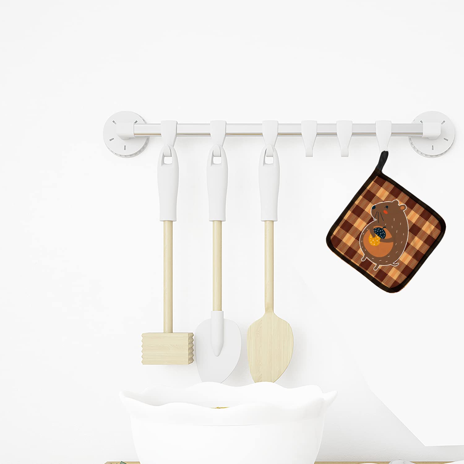 Caroline's Treasures BB6766PTHD Squirrel with a Nut Pair of Pot Holders Kitchen Heat Resistant Pot Holders Sets Oven Hot Pads for Cooking Baking BBQ, 7 1/2 x 7 1/2