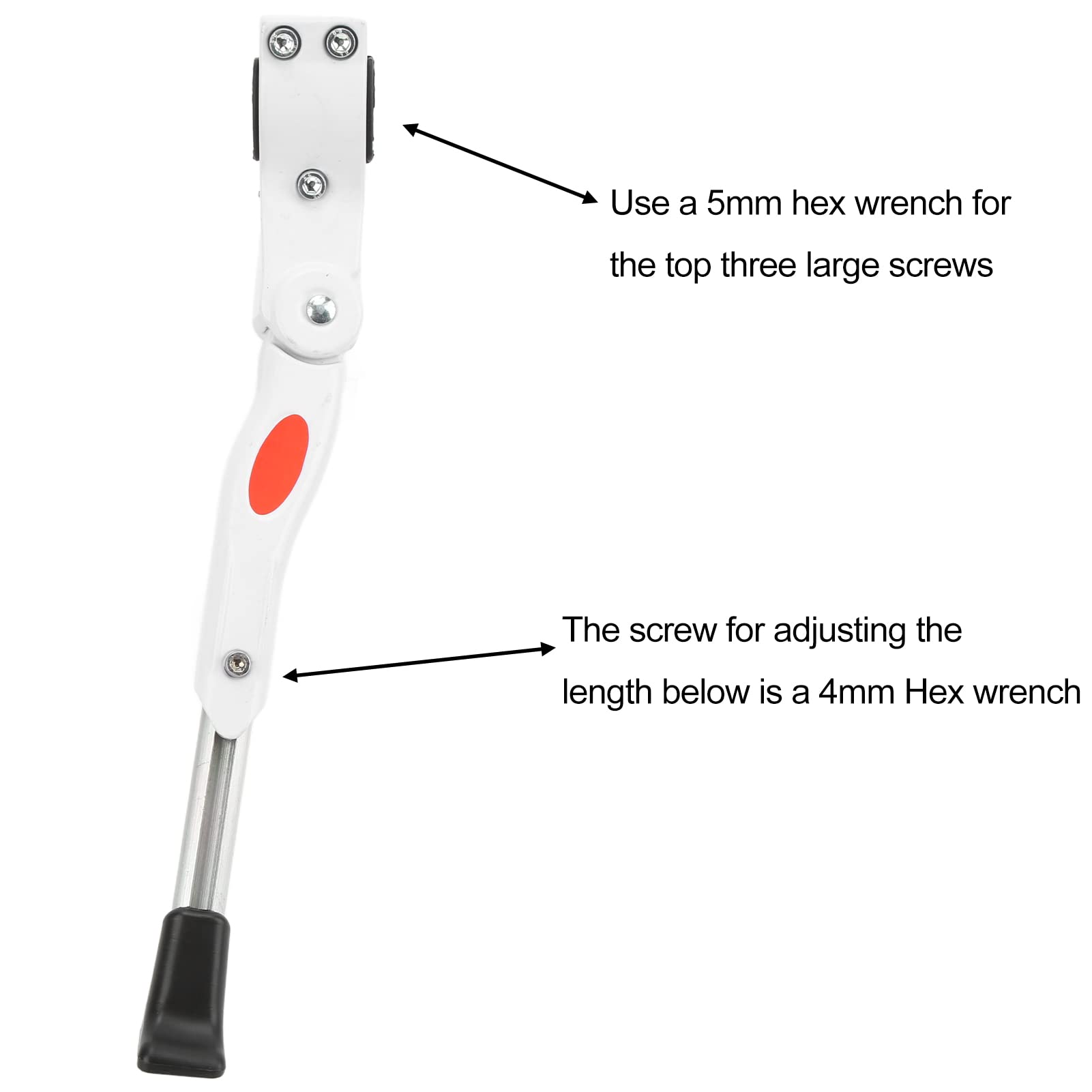 Bicycle Side Support, Bike Kickstand Improve Security Waterproof Anti Slip Design for Mountain Bike for Racing Car White