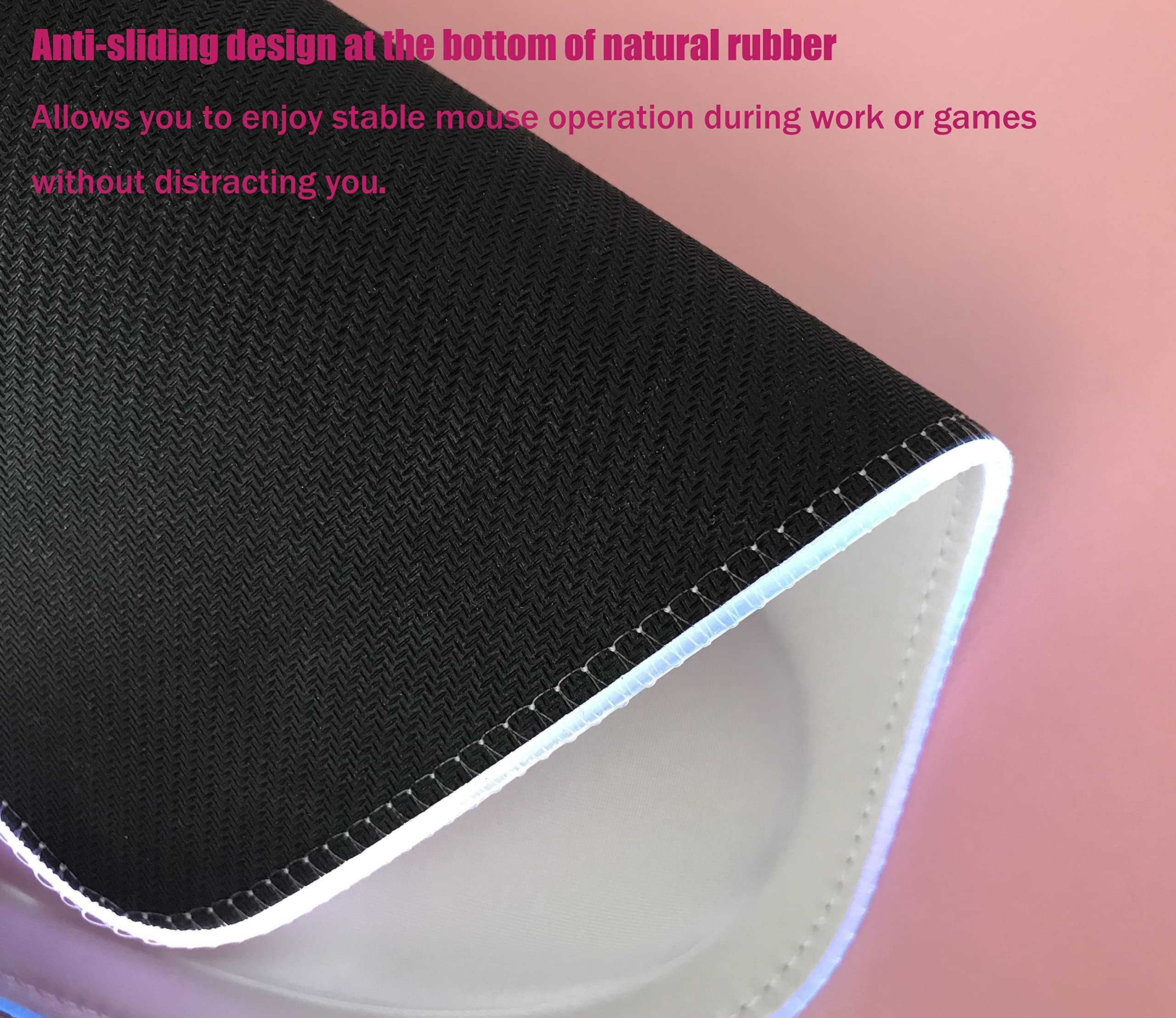 RGB Mouse Pad with Wrist Support, LED Mouse Pad with 13 Lighting Modes, Anti-Slip Rubber Base, Pain Relief Computer Ergonomic Mouse Pad for Gaming, Office, Home, 11.8 x 8.5 in (White)