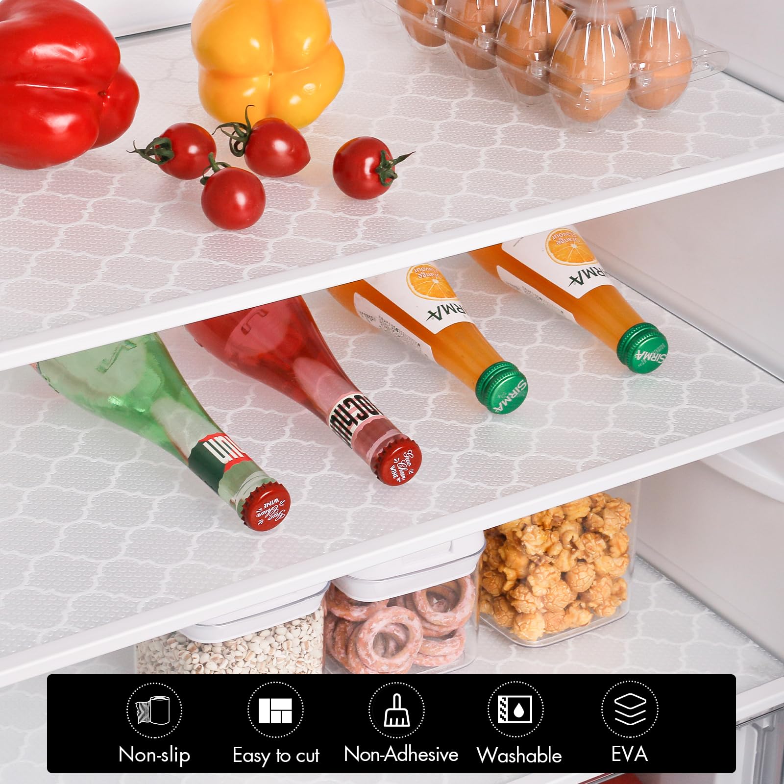 Cooyes Shelf Liner – Non-Adhesive Shelf Liners for Kitchen Cabinets – Waterproof Shelf Paper with Modern Pattern – Durable EVA Cabinet Liners