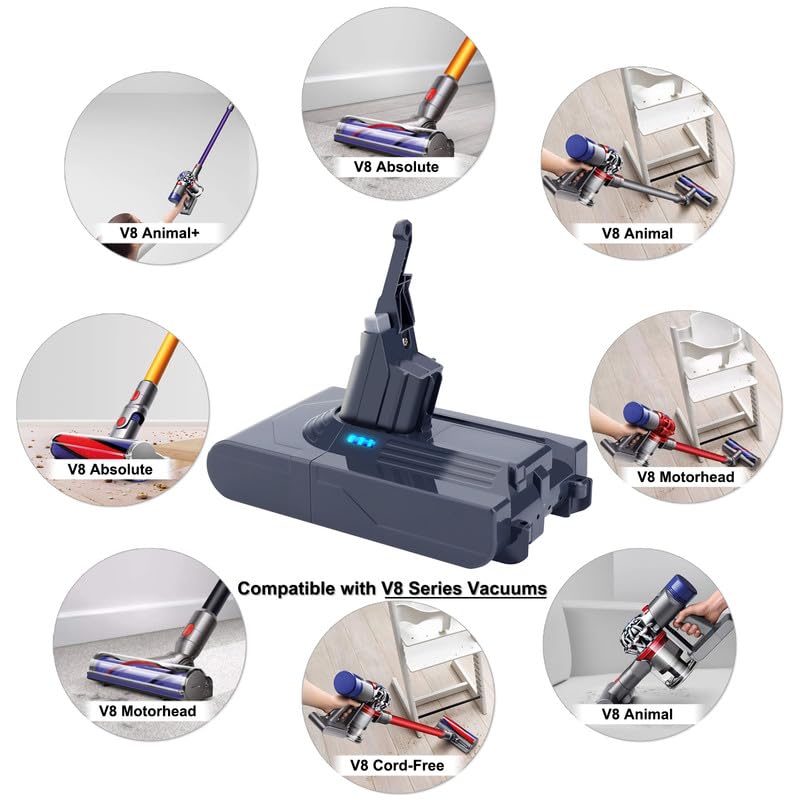 Biswaye V8 Replacement Battery Compatible with Dyson V8 SV10 Battery 215681 V8 Animal Plus V8 Absolute V8 Motorhead V8 Flufly V8 Carbon Fiber Cord V8 Animal Cordless Vacuum Battery