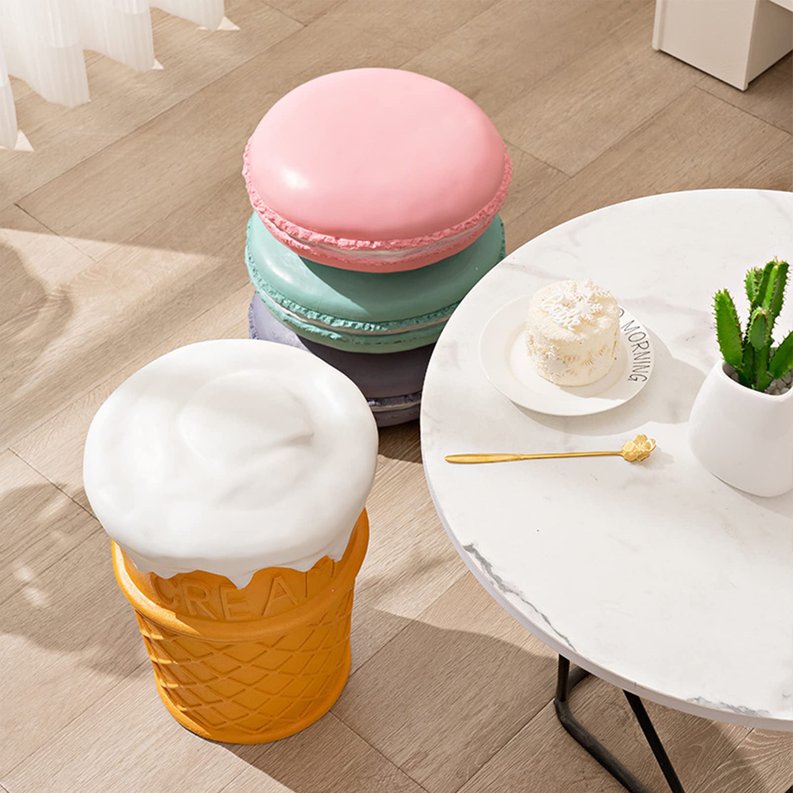 MEUMITY Simulated Food Stool, Fun Lightweight Food Shoe Changing Stool Decorative for Home (Ice Cream)