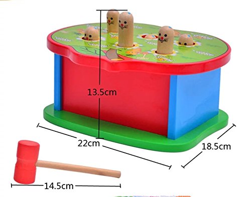 Heo Deluxe Pounding Bench Wooden Toy Wooden Whack-a-mole with Mallet Early Development Toy,Parent-Child Interaction Toy …