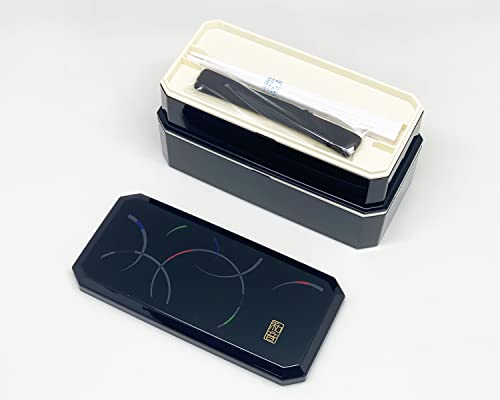 OSK 1 X Cool Japanese Bento Lunch Box with Belt, Bag Chopsticks - Waon Black